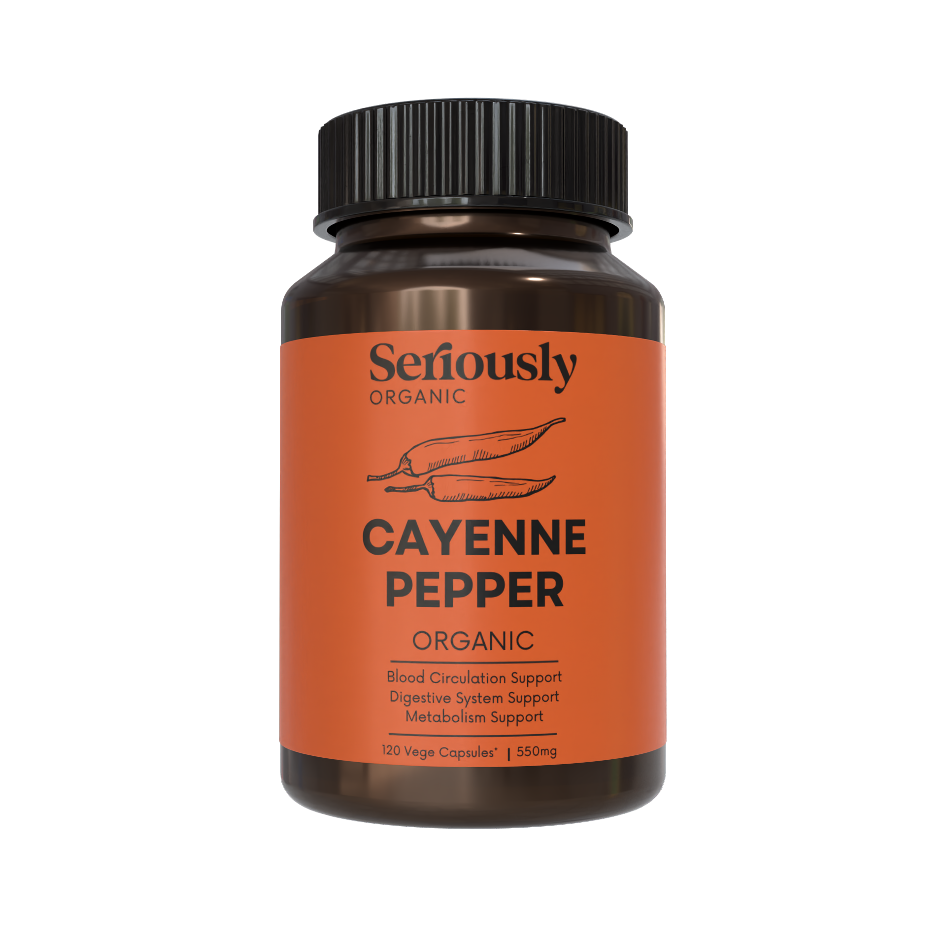 Organic Cayenne Pepper Capsules | 550mg Pure Powder | 120 Caps ...