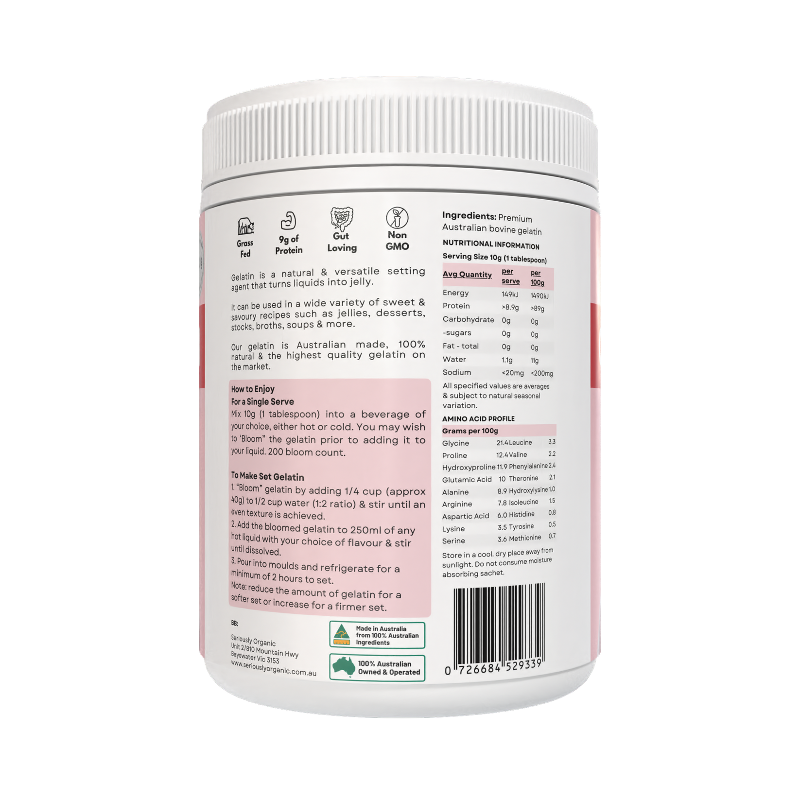 Natural Australian Gelatin – Seriously Organic